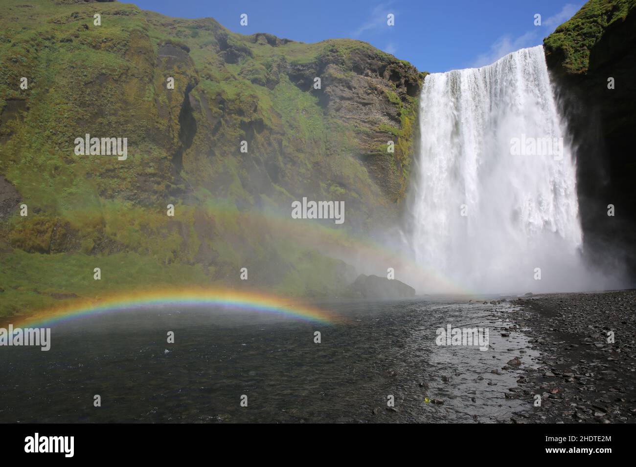 waterfall, rainbow, skógafoss, cascade, waterfalls, rainbows Stock ...