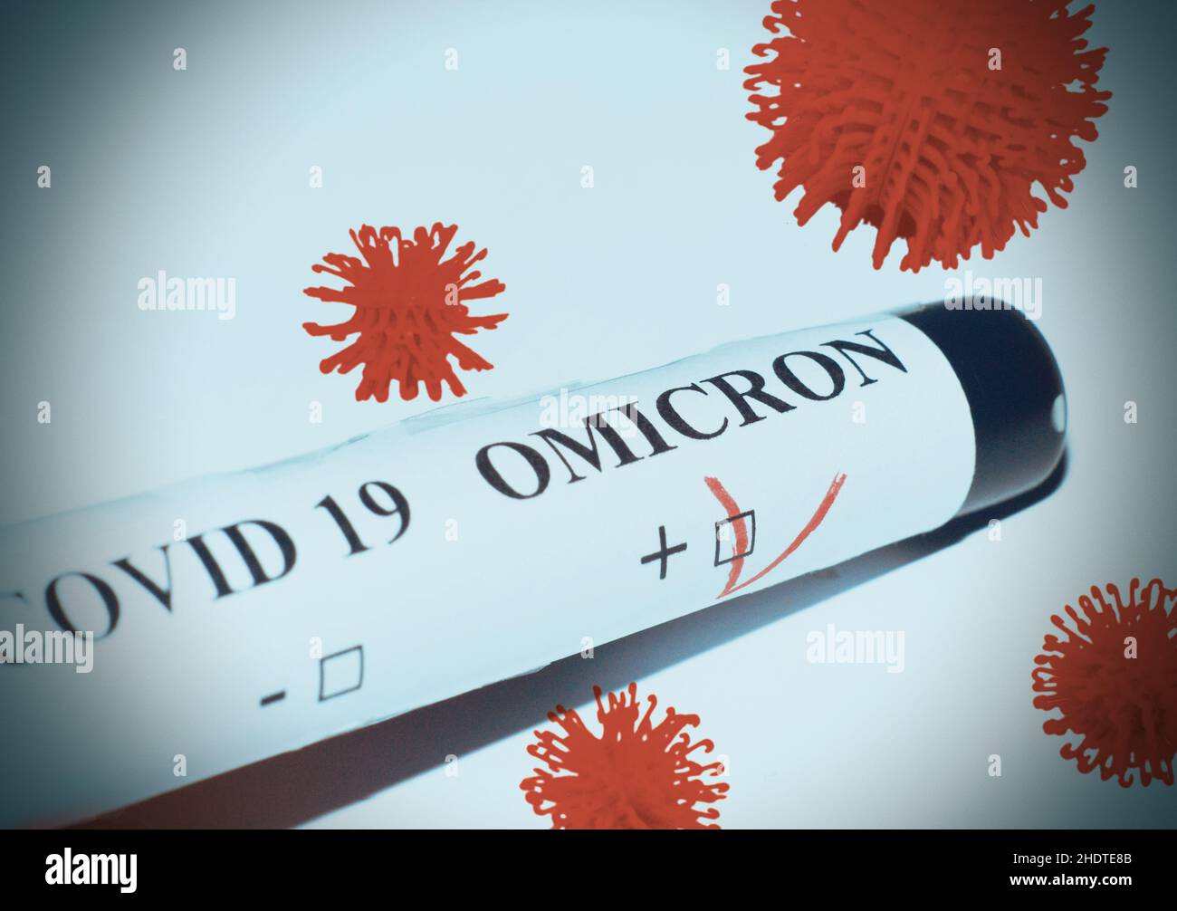 Isolated Covid-19 test tube showing positivity to Omicron Variant Stock ...