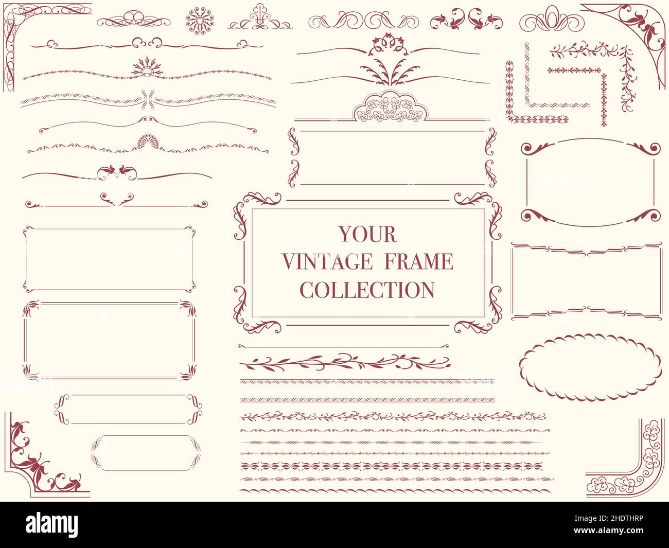 Set of vintage frames isolated on a plain background. Vector ...