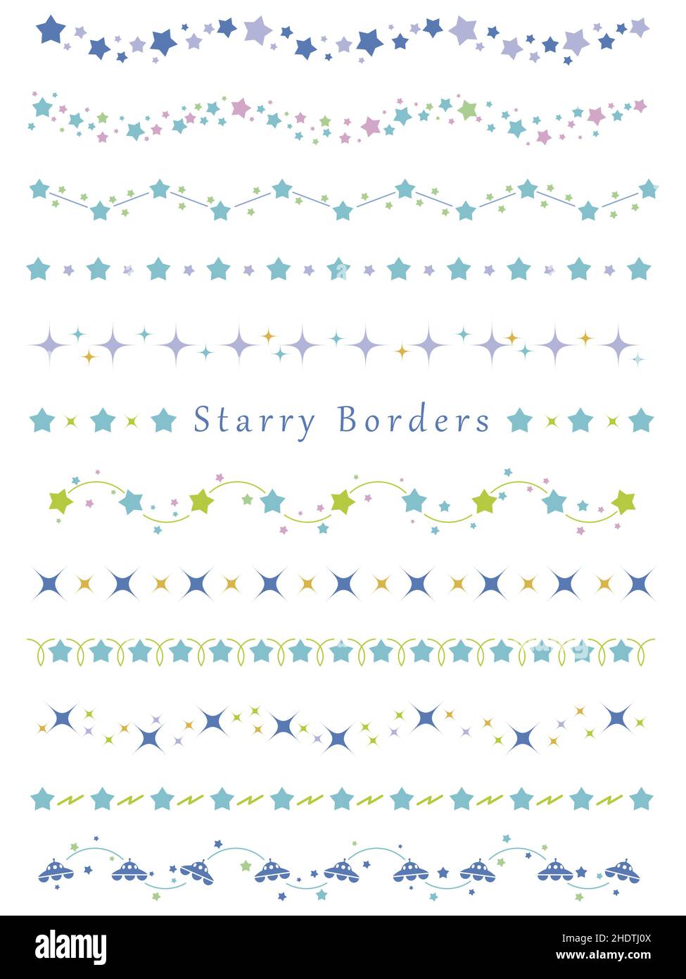 Set of various star pattern borders isolated on a white background ...