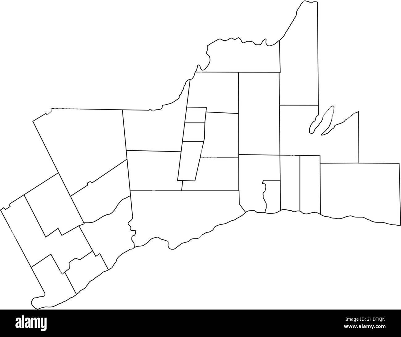White flat blank vector administrative map of GREATER TORONTO AREA ...