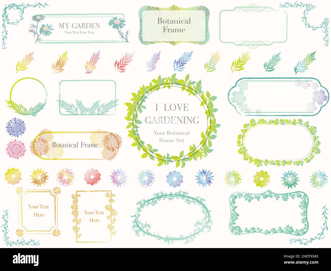 Botanical frames set isolated on a white background. Vector ...