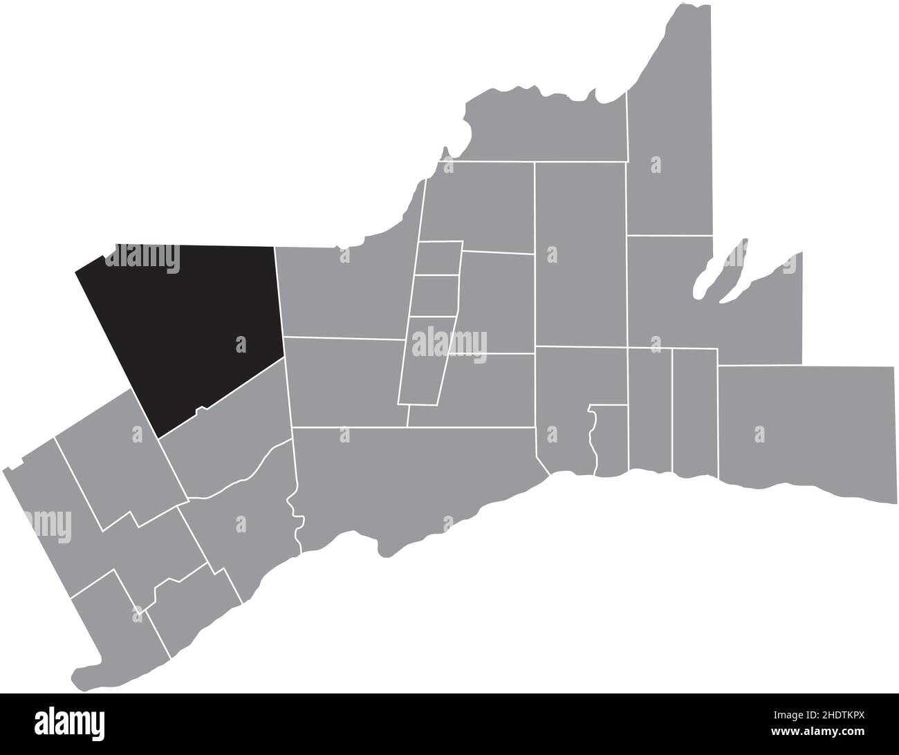 Black flat blank highlighted location map of the CALEDON MUNICIPALITY ...