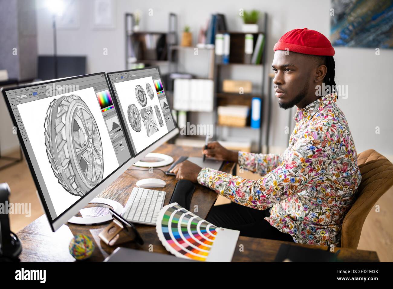 African Graphic Web Designer Using Design Editing Software Stock Photo ...