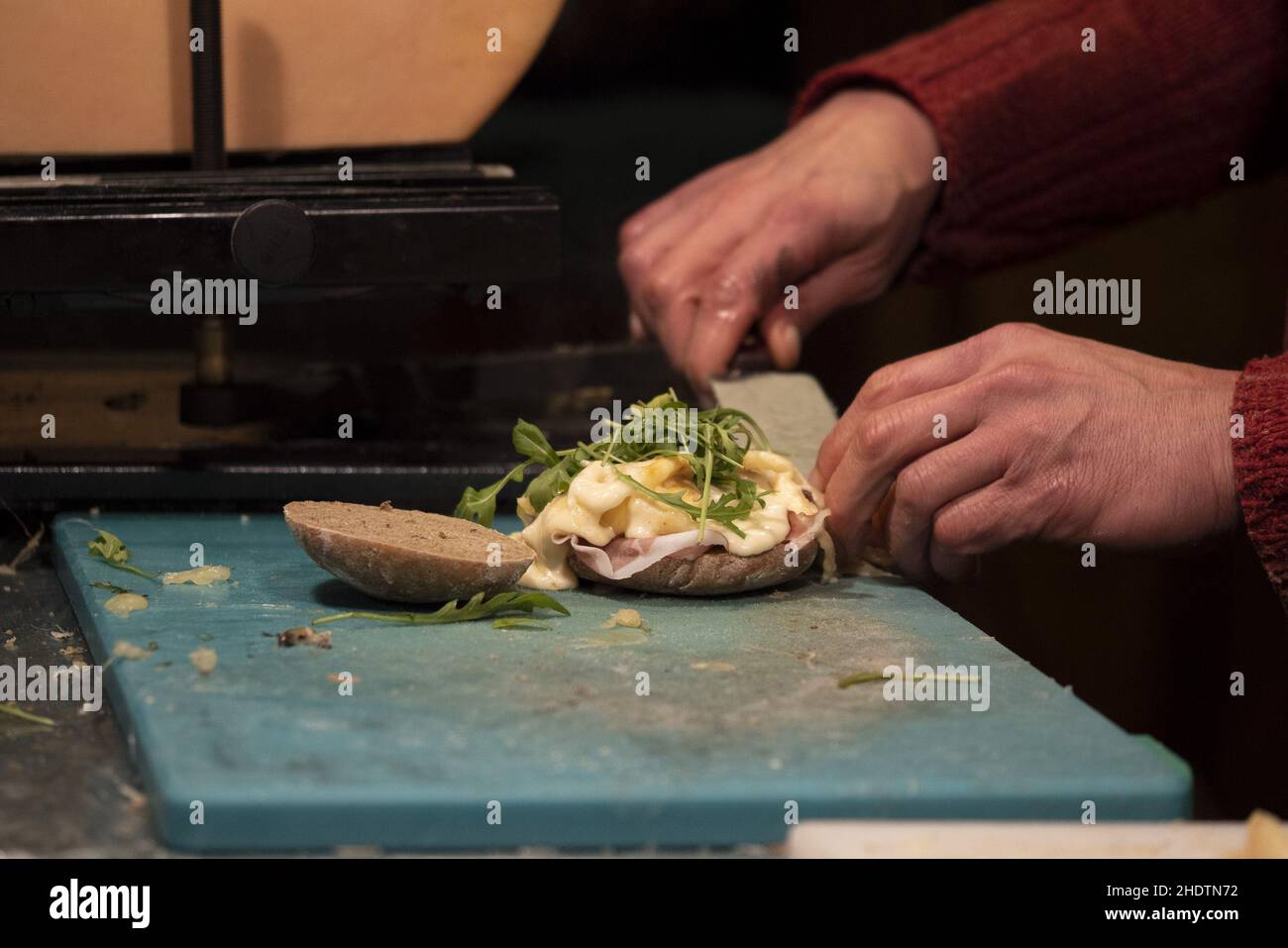 Raclette panini melted swiss cheese sandwich Stock Photo - Alamy