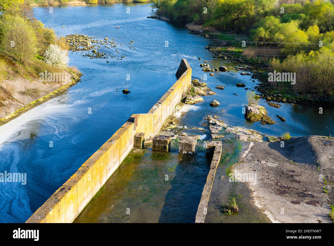 Summer landscape a dam of hydroelectric power station Stock Photo - Alamy
