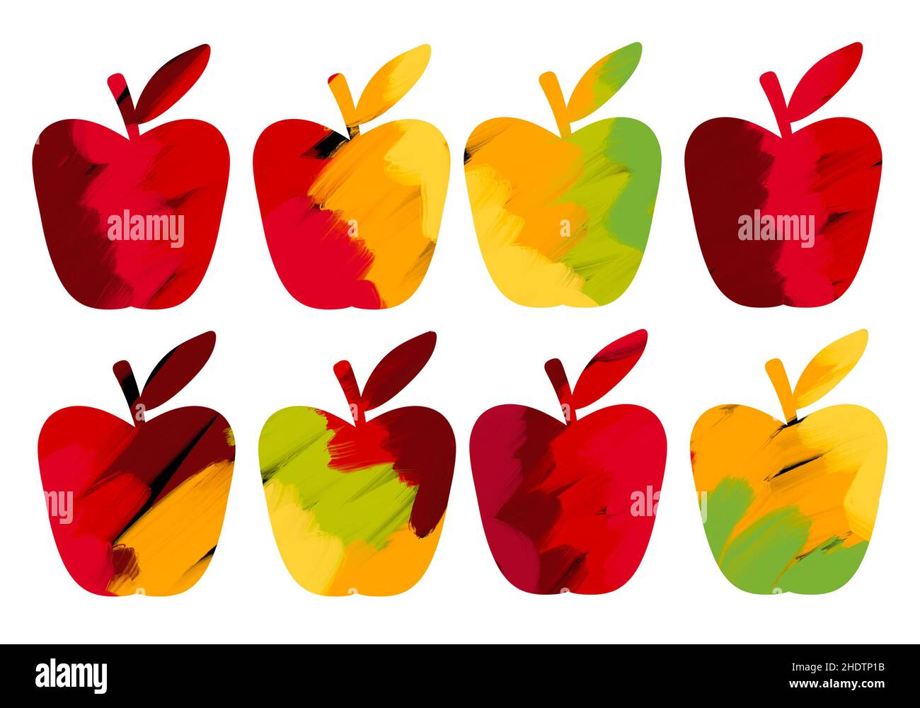 Set with coloured apples for fabrics and textiles and stickers and ...