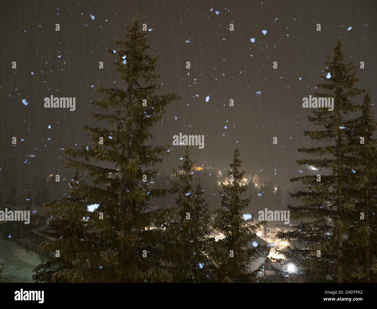 snow falling snowing at night in dolomites mountains Stock Photo - Alamy