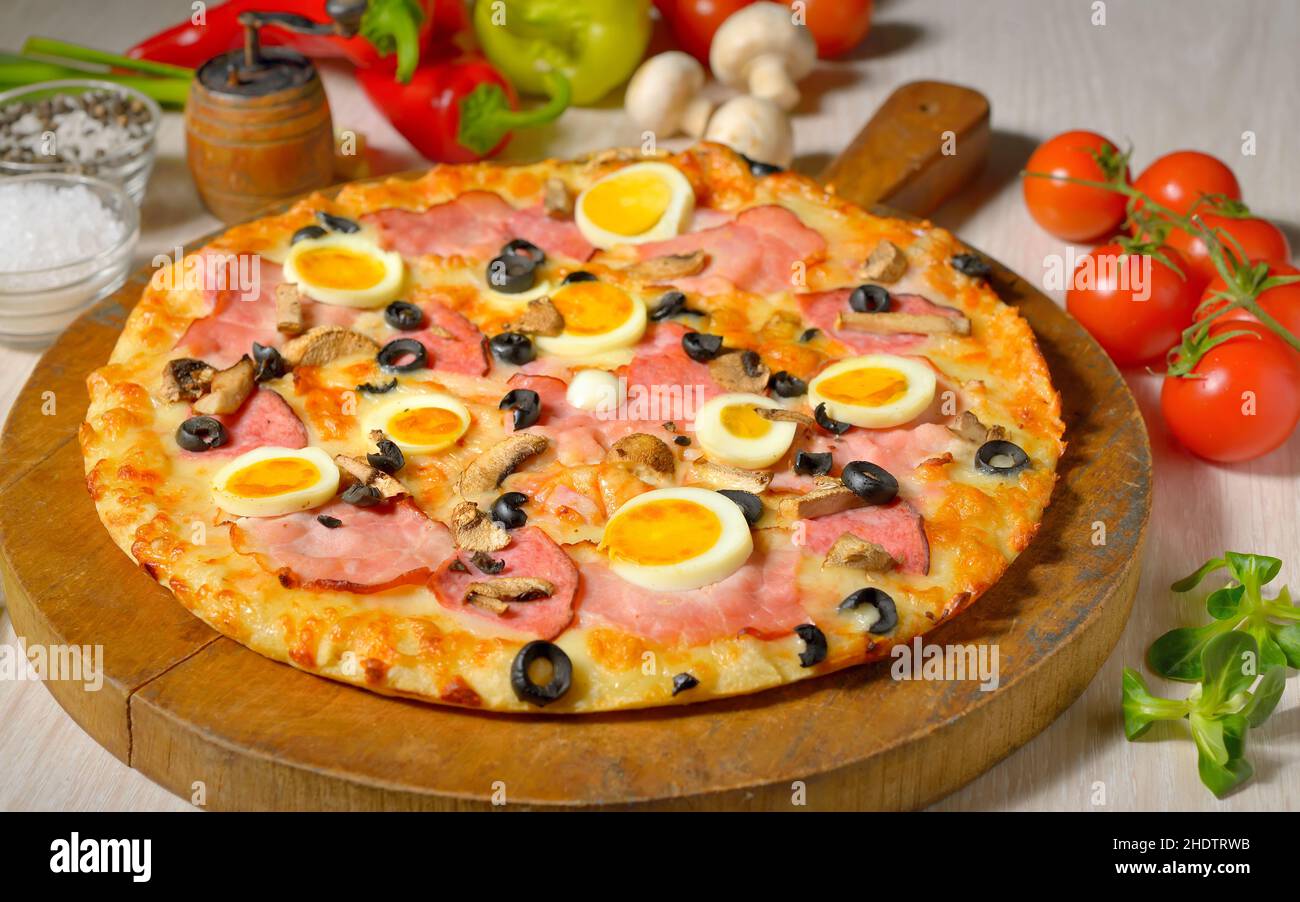 pizza, ham pizza, pizzas Stock Photo - Alamy