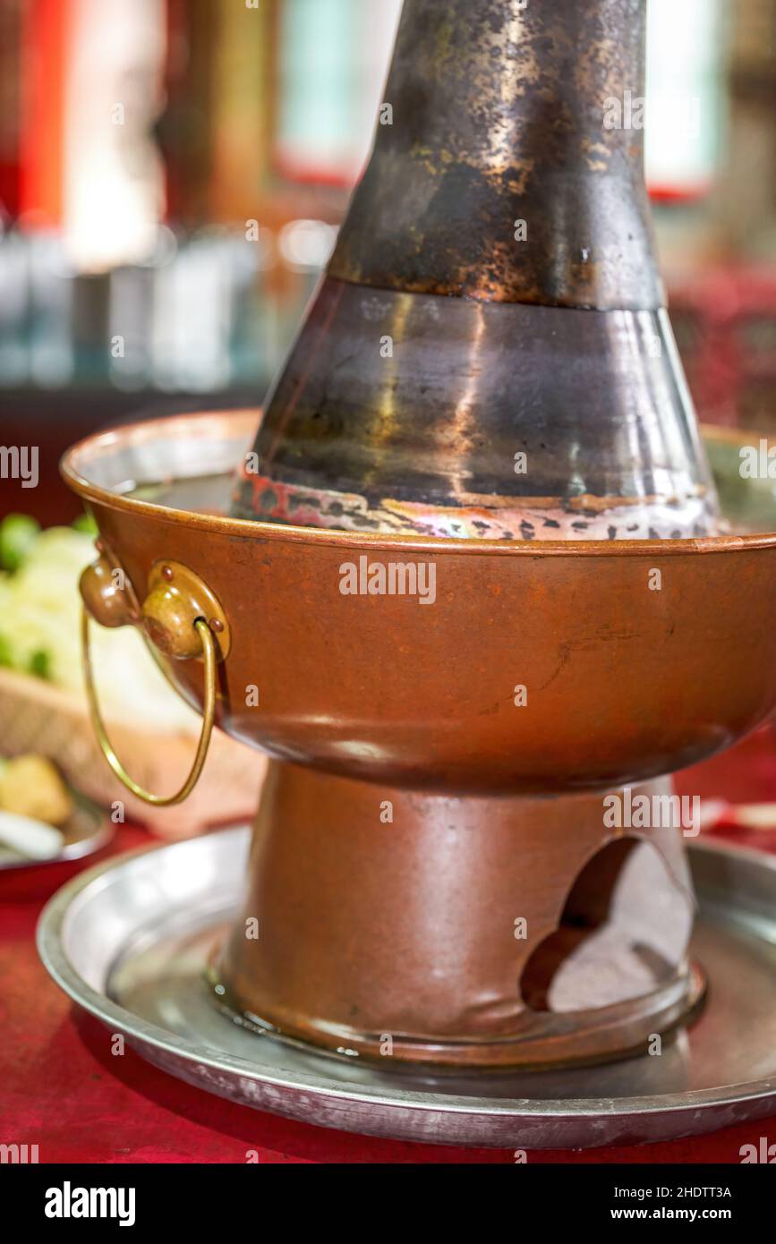 Old Beijing mutton, hot pot side stove used in copper pot shabu-shabu ...
