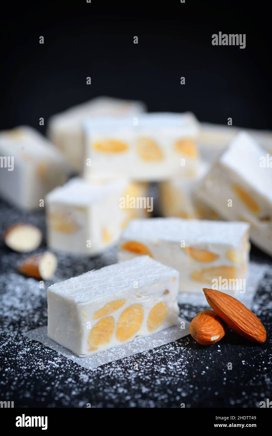 white nougat, white nougats Stock Photo - Alamy