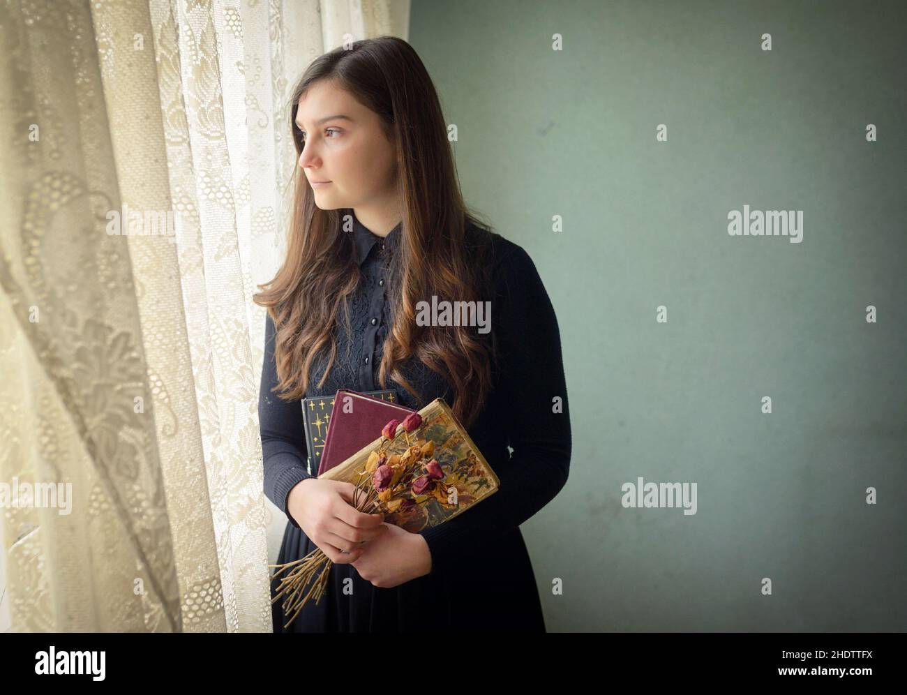 teenager, girl, window, melancholic, look out, teen, teenage, teenagers ...
