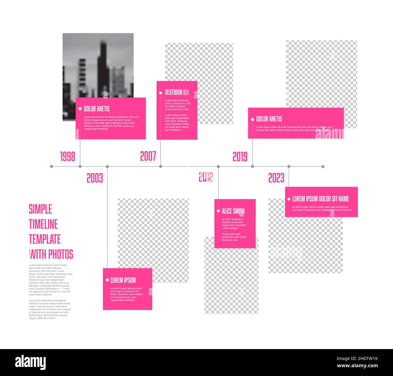 Vector simple infographic horizontal time line template with rectangle ...