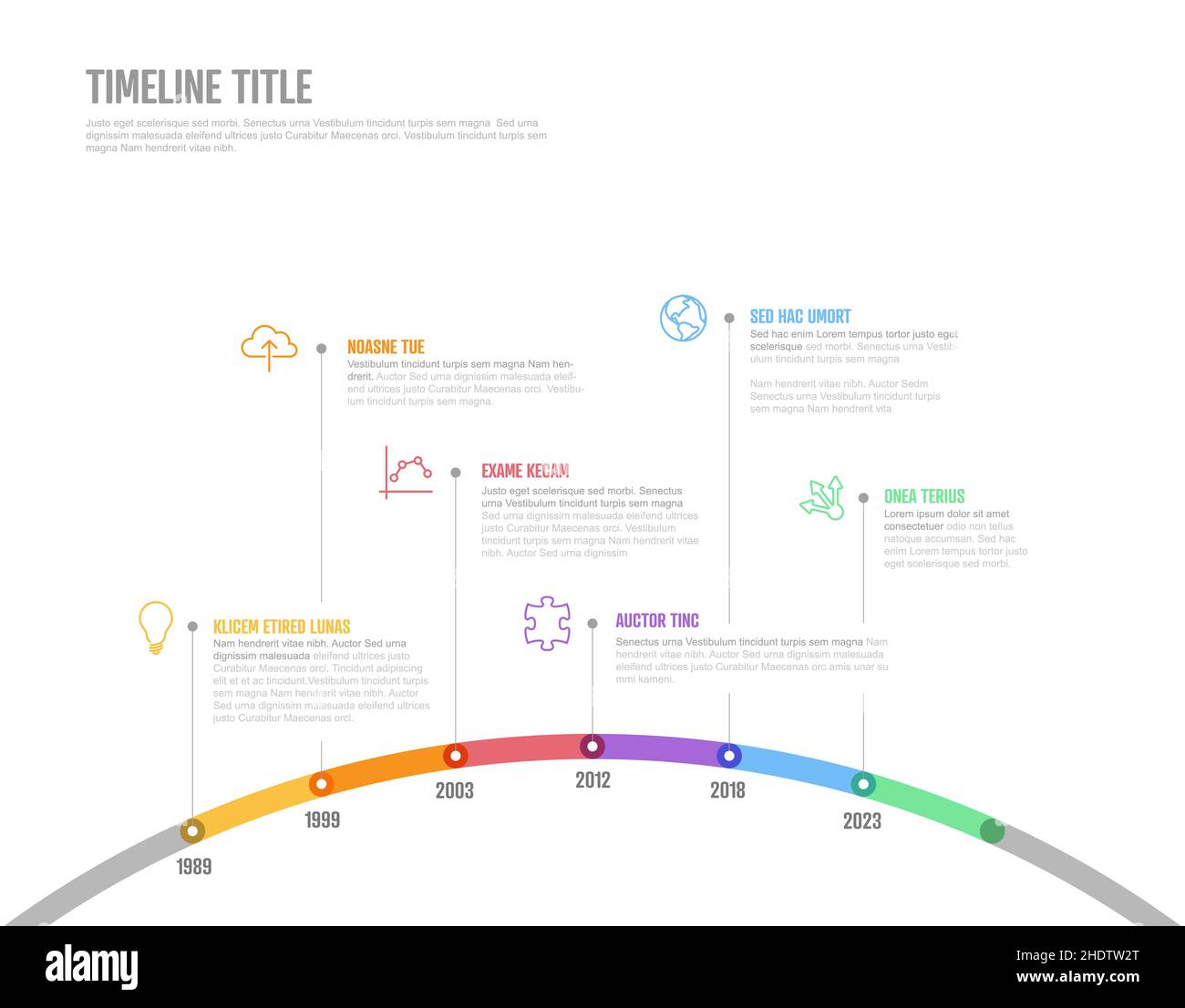 Vector Infographic Company Milestones arc curved Timeline Template ...