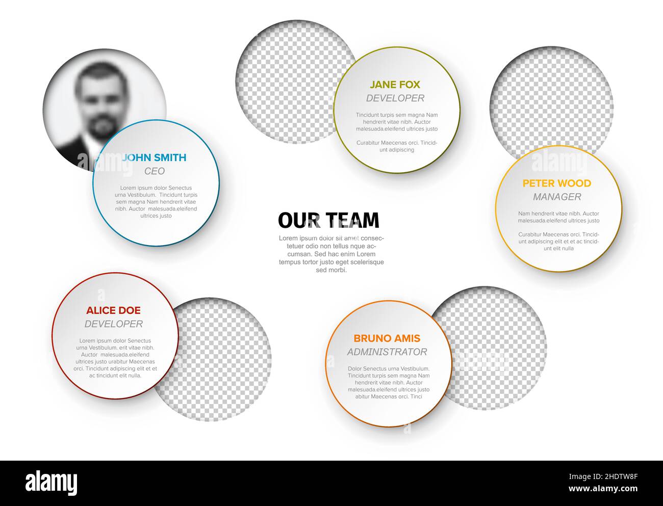 Company team presentation template with circle team profile photos ...