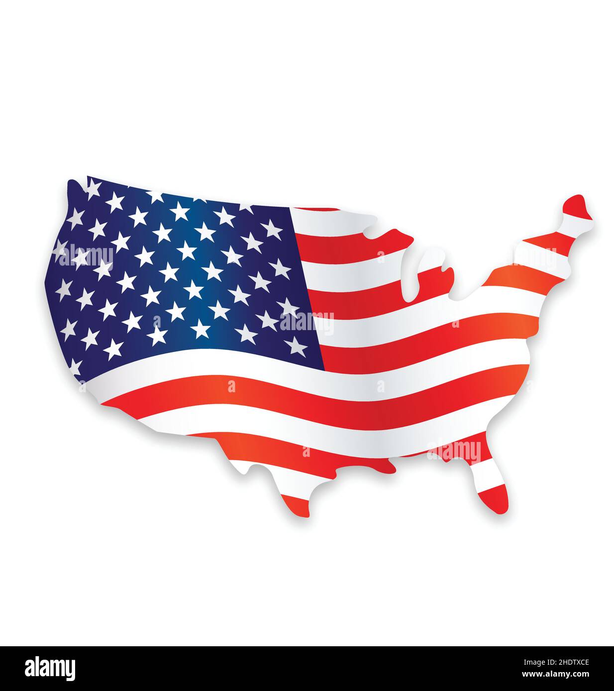 usa america flag flying in simplified map symbol logo vector isolated ...