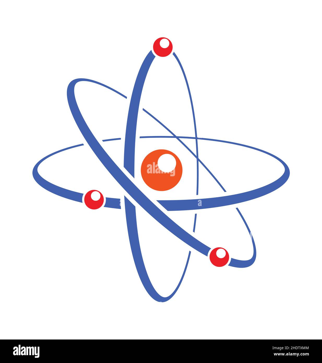 simple blue red and orange Atom icon symbol vector isolated on white ...
