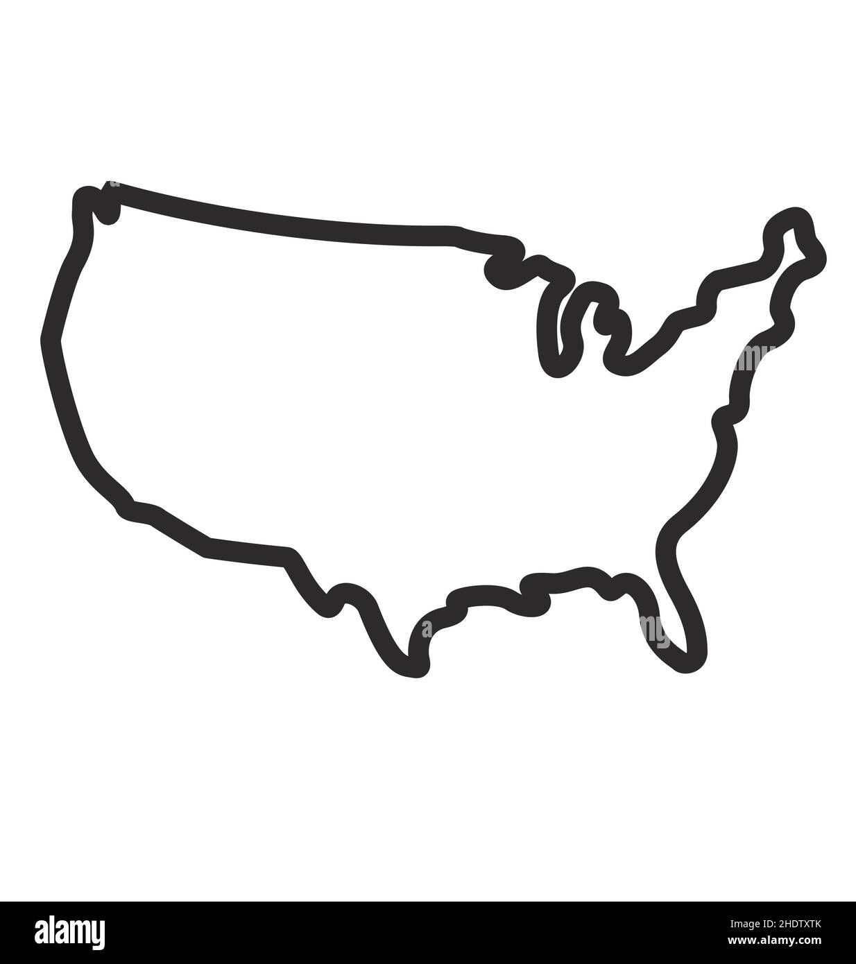 simplified USA united states of america map outline vector isolated on ...