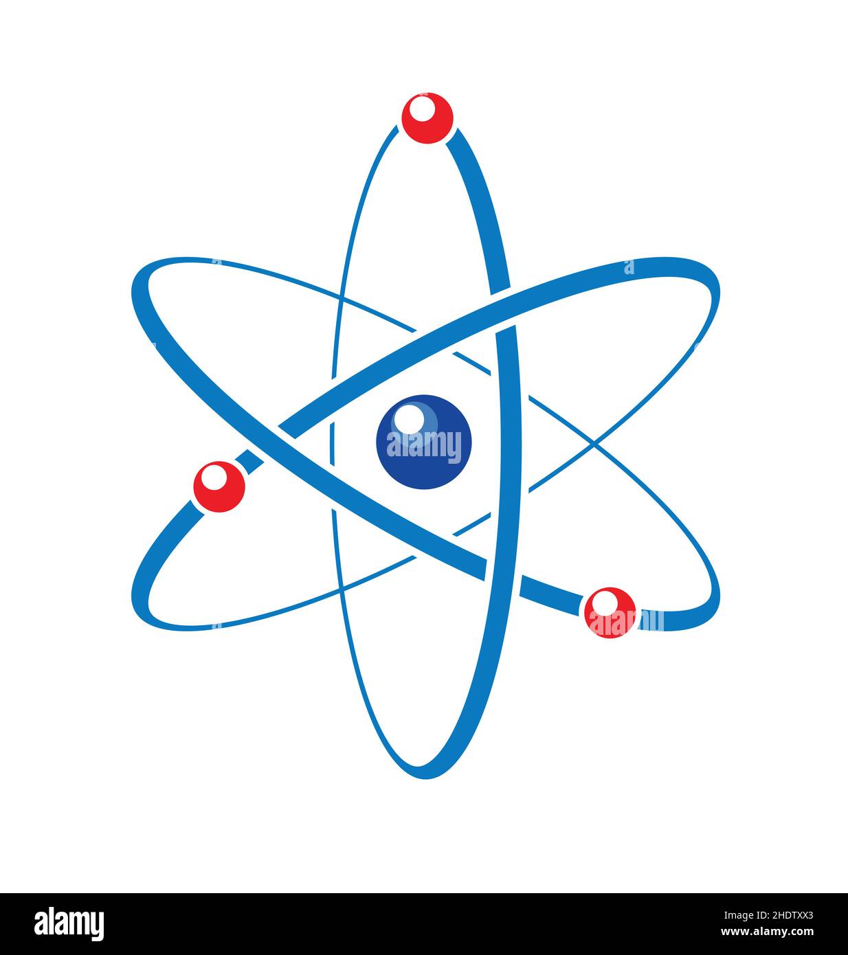 stylized blue and red atom vector image isolated on white background ...