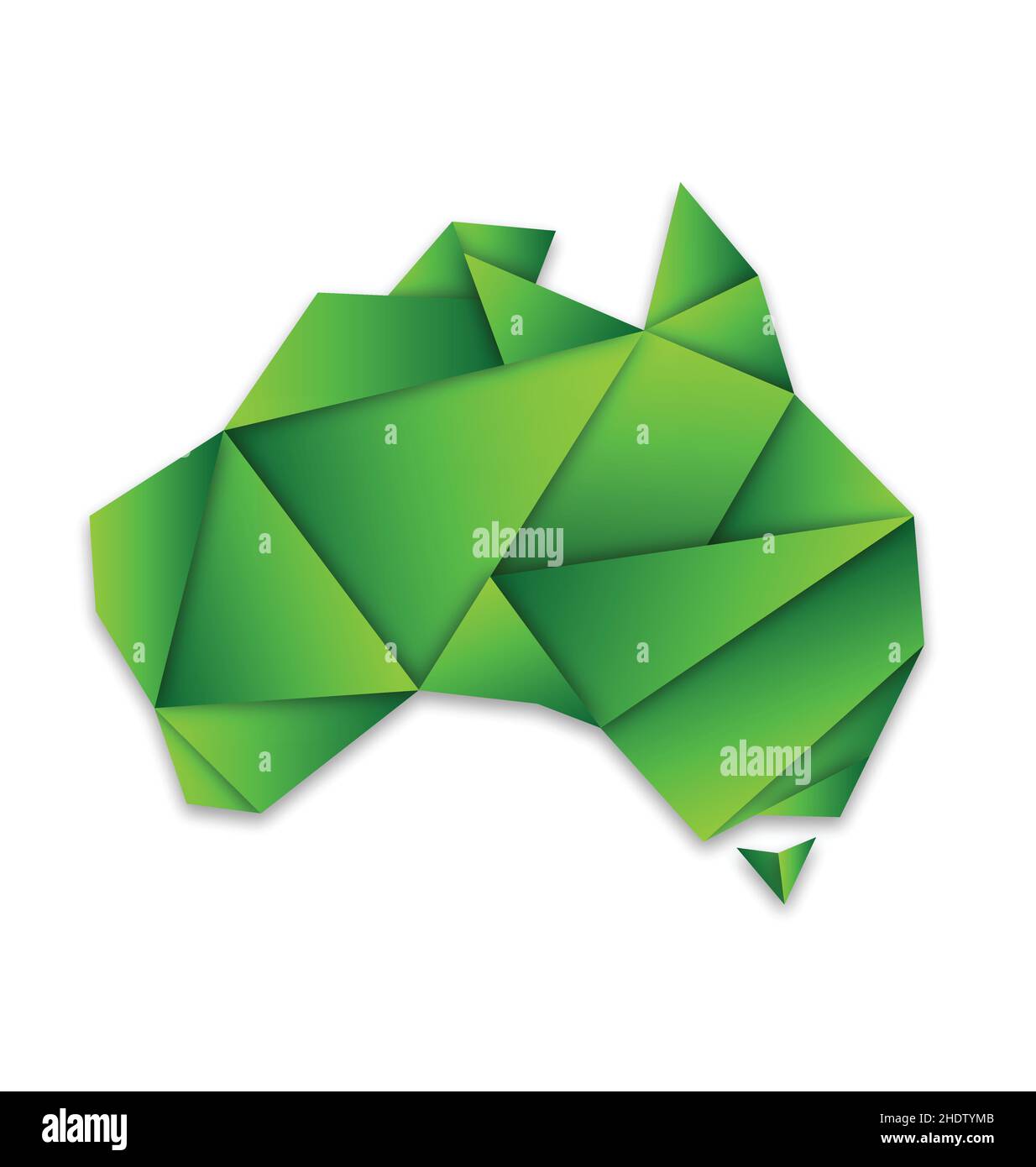 Simplified Australia map folded green paper origami vector isolated on ...