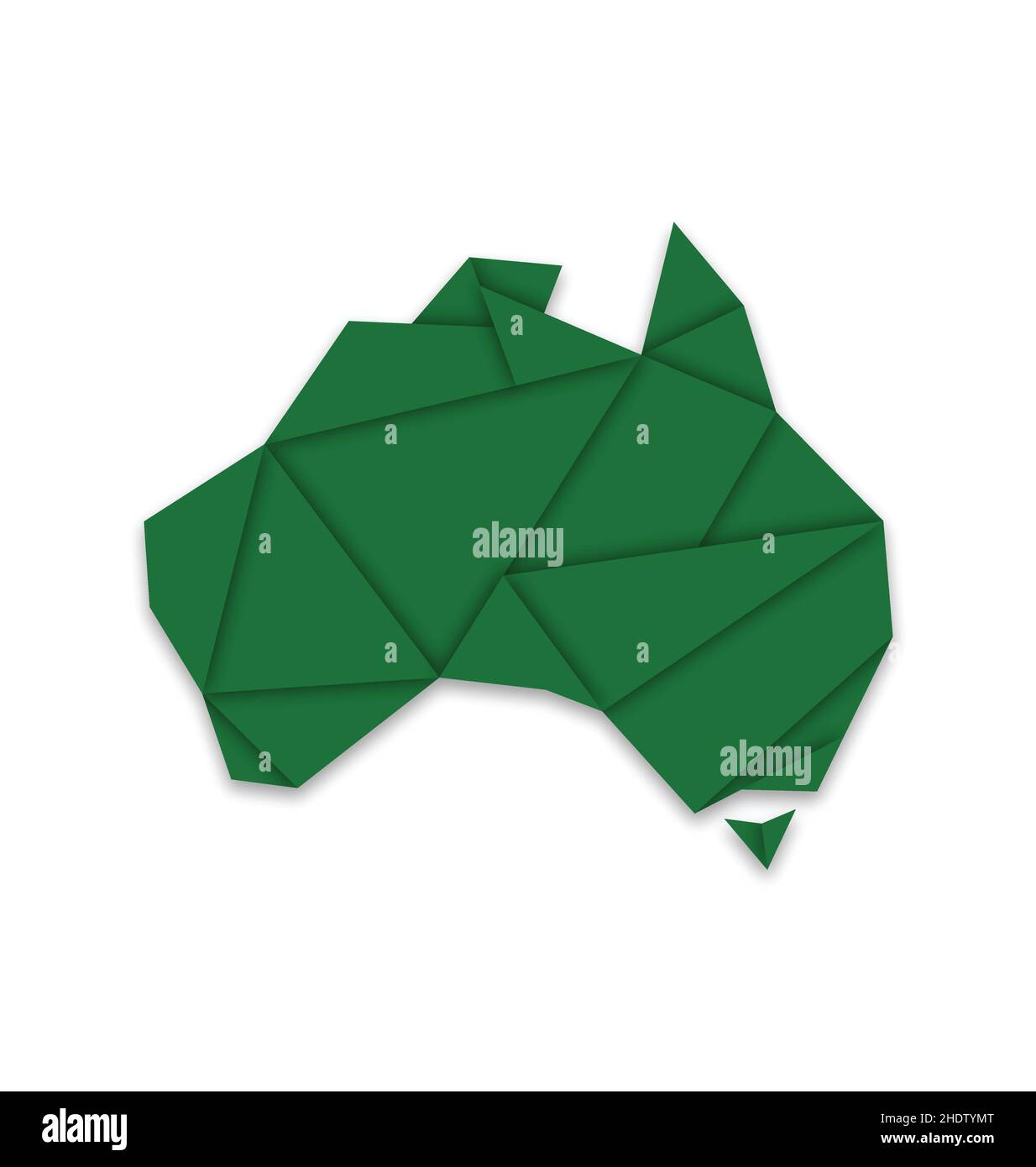 Simplified Australia map folded green paper origami vector isolated on ...