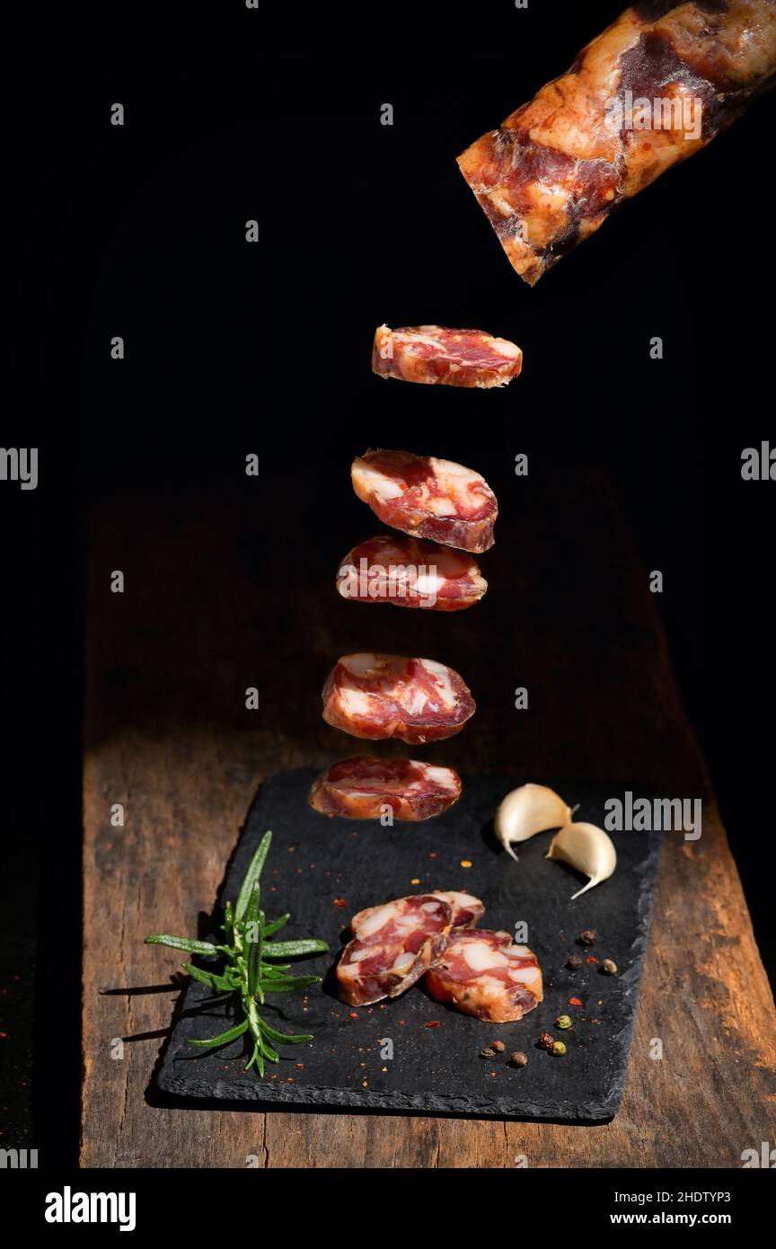 salami, salami portion, salamis, salami portions Stock Photo - Alamy