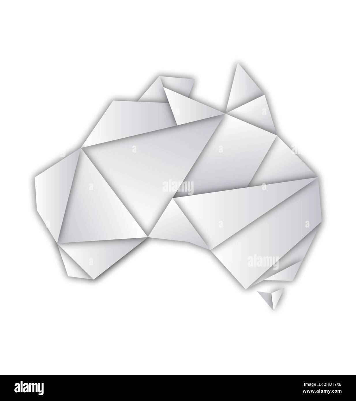 Simplified Australia map folded paper origami white vector isolated on ...