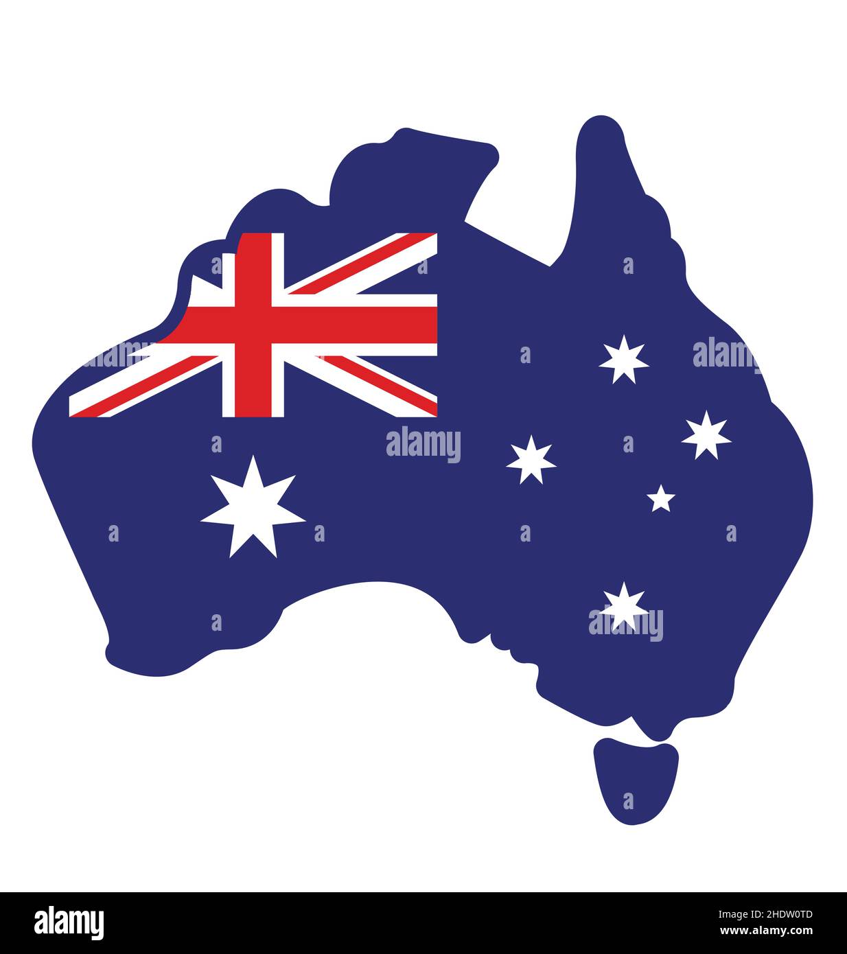 australia simplified map with aussie flag icon emblem vector isolated ...
