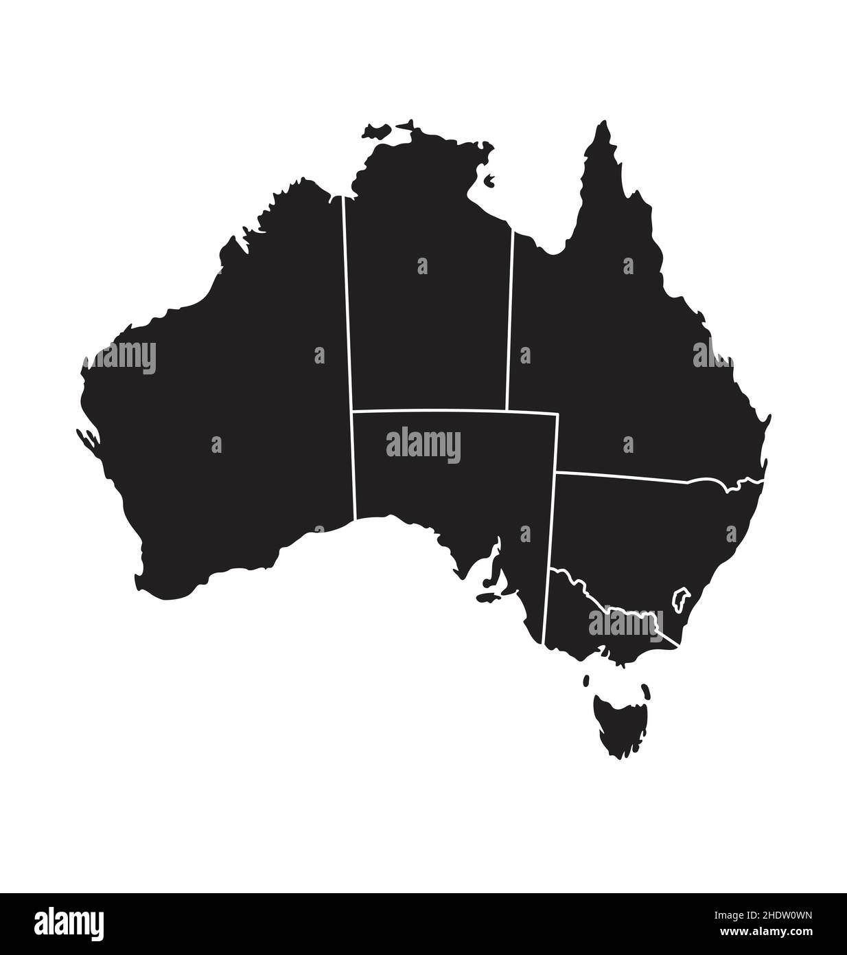 accurate detailed australia political map with separated states vector ...