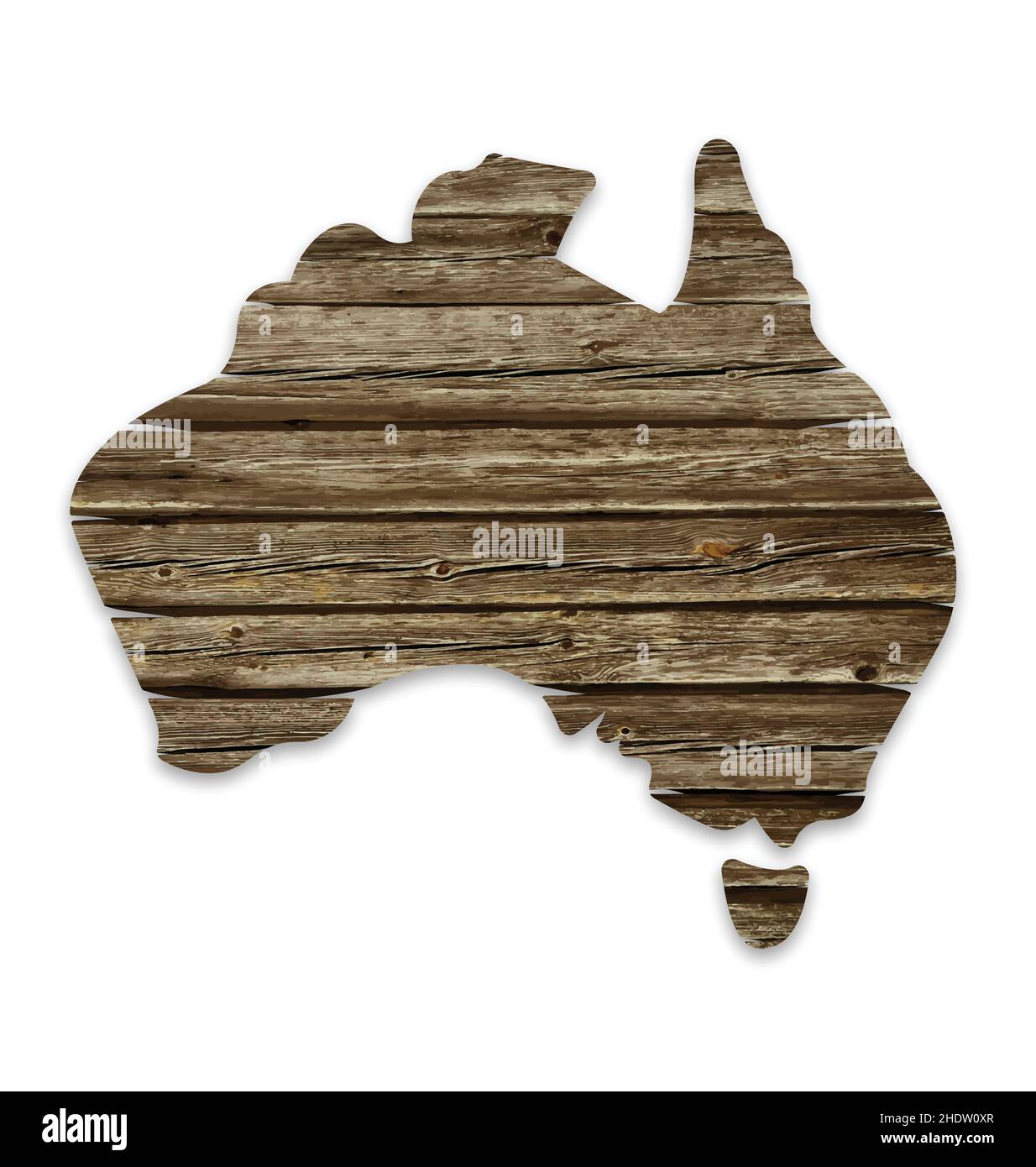 Map of Australia from old rustic timber planks or boards vector ...