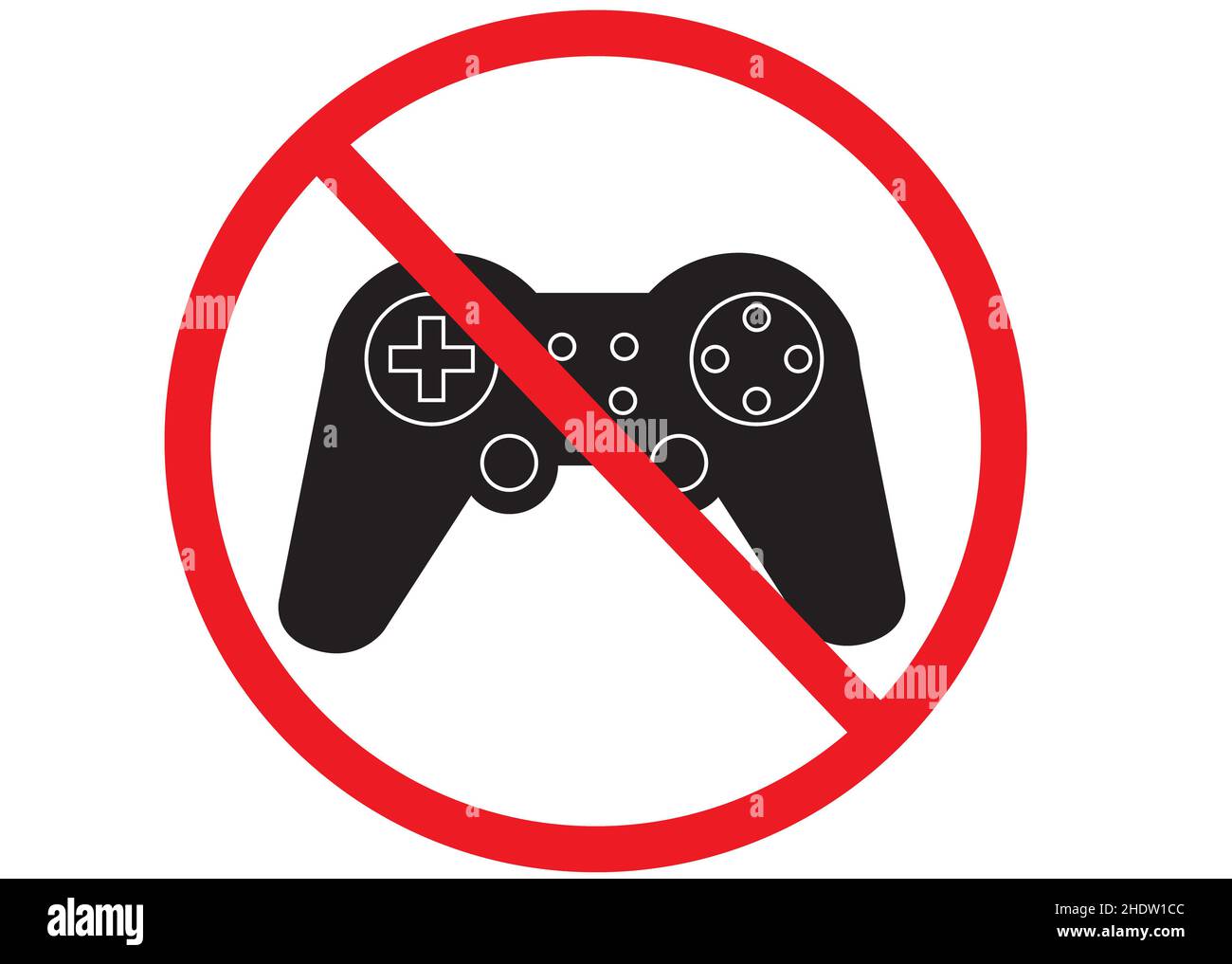 Game joystick icon on white background. No gaming sign. Forbidden ...