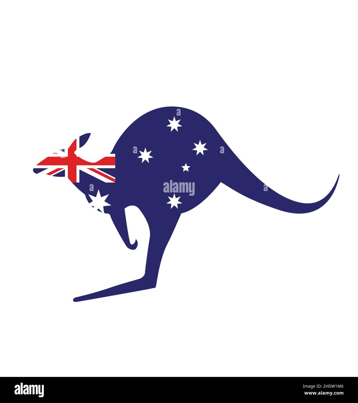 kangaroo australian silhouette side view with australian flag icon logo ...