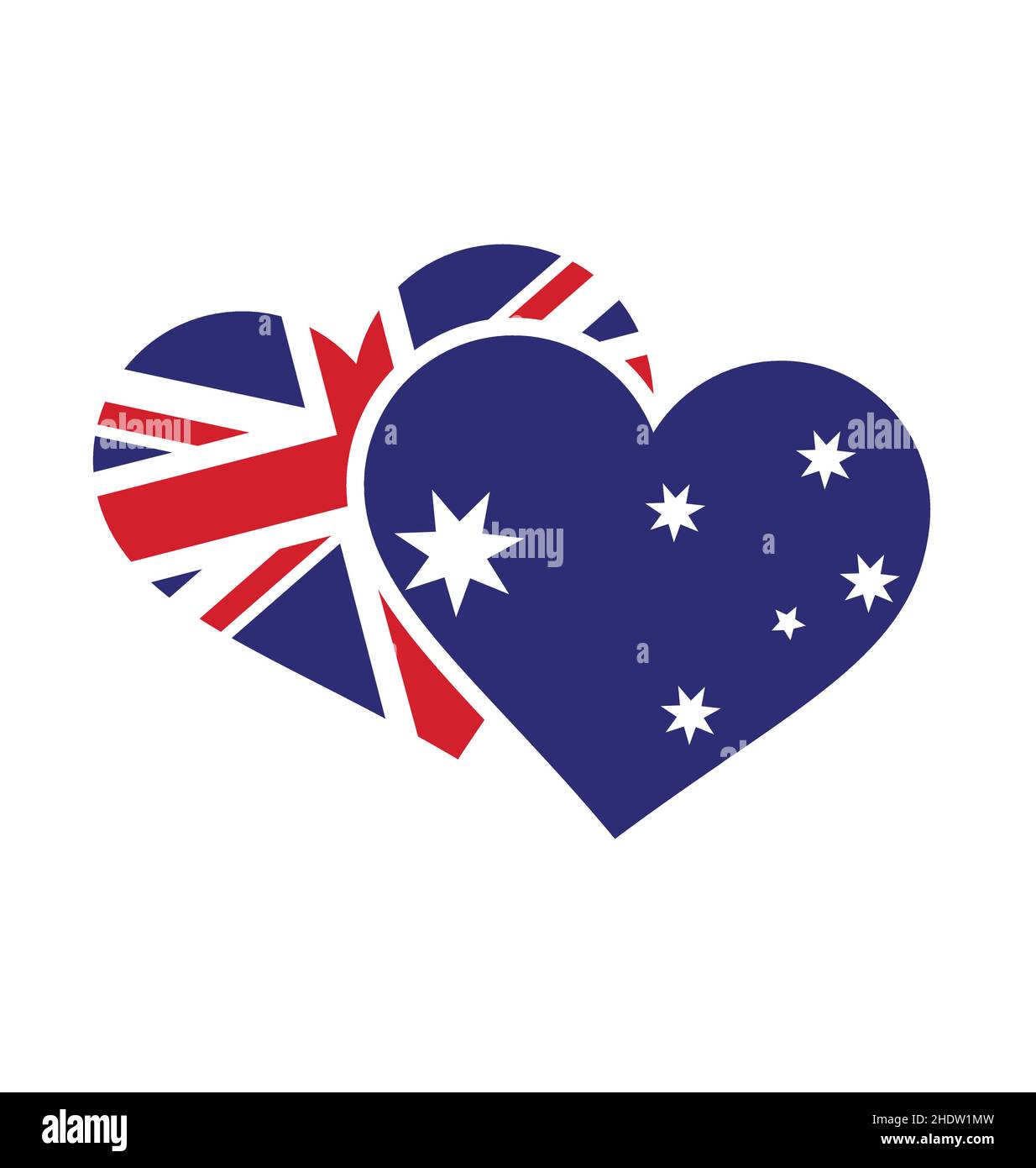 Australia Aussie flag in twin love heart shape vector isolated on white ...