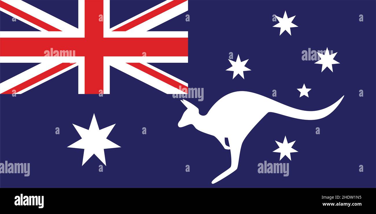 Australian flag with white kangaroo silhouette aussie icon symbol ...