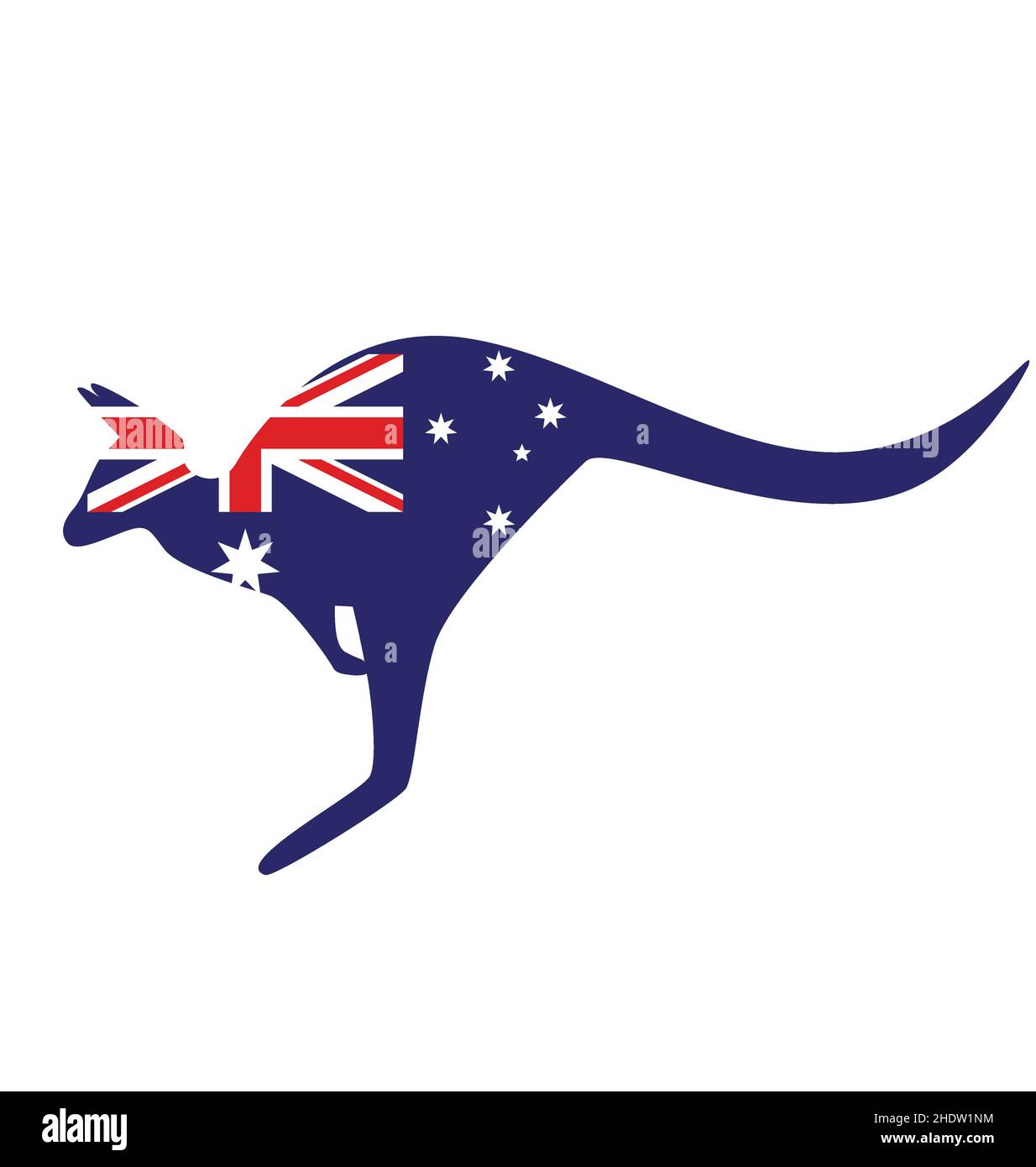 kangaroo australian silhouette side view with australian flag icon logo ...