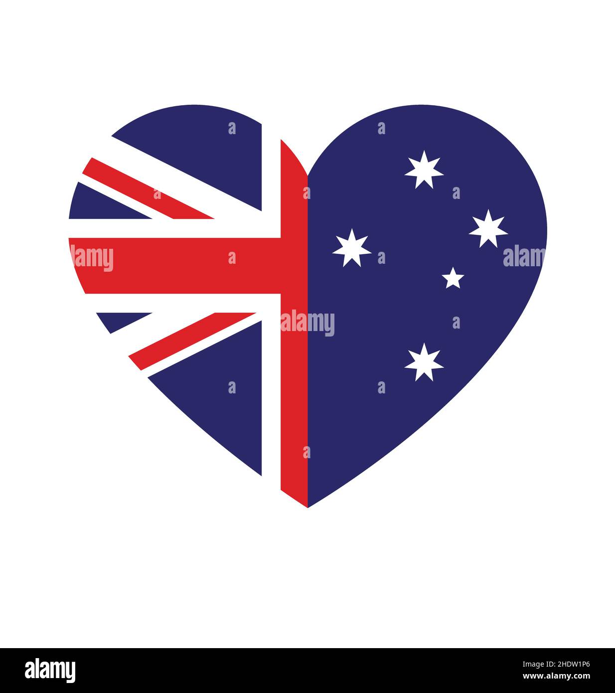 Australia Aussie flag in love heart shape vector isolated on white ...