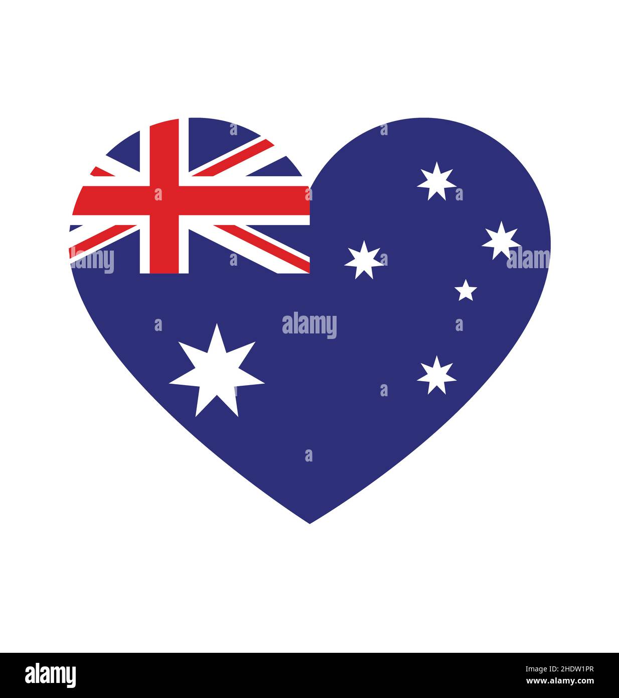 Australia Aussie flag in love heart shape vector isolated on white ...