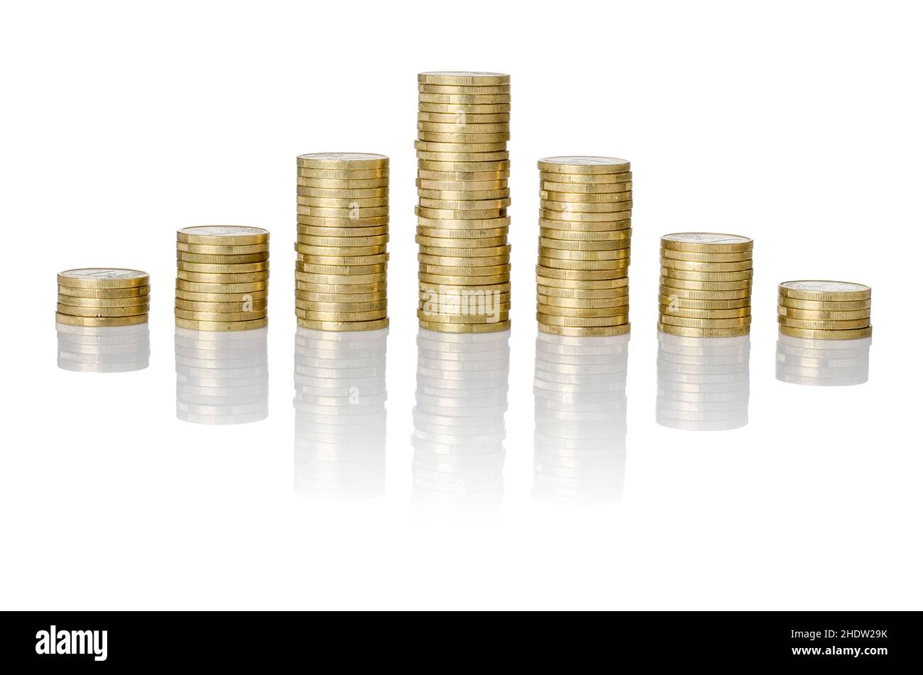 Coin stacks on a white background hi-res stock photography and images ...