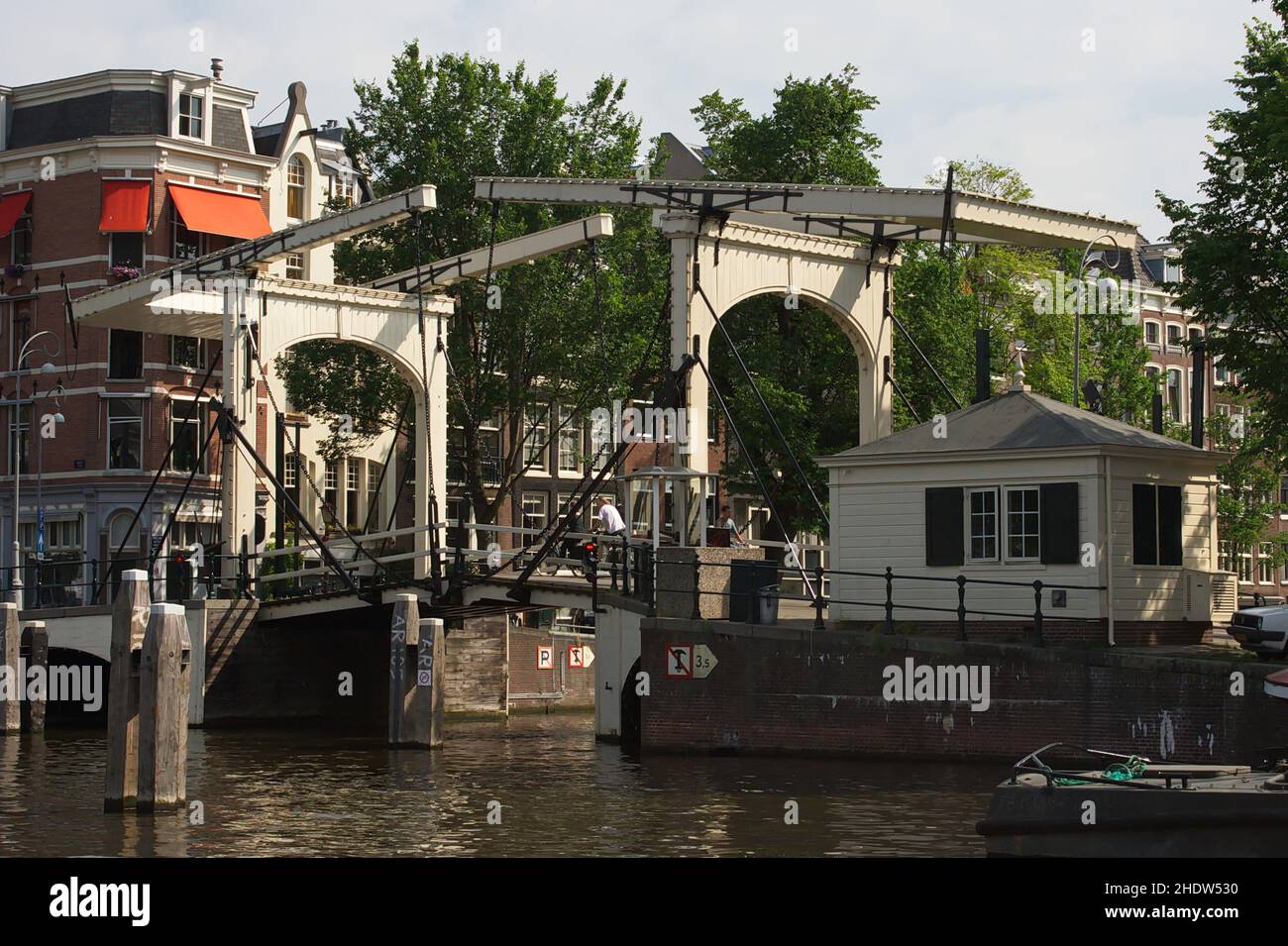 Lift bridge over the town canal in Amsterdam,Netherlands,Europe Stock ...