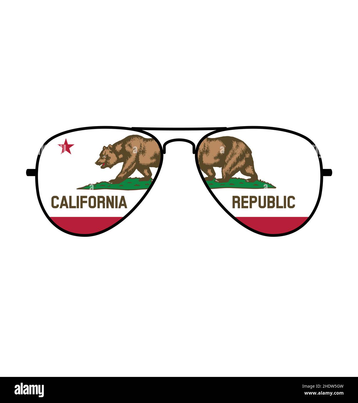 Cool Aviator Sunglasses with california ca flag in lenses black frames ...