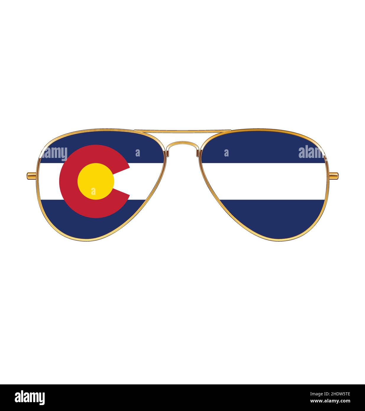 Cool Aviator Sunglasses with colorado co flag in lenses gold frames ...