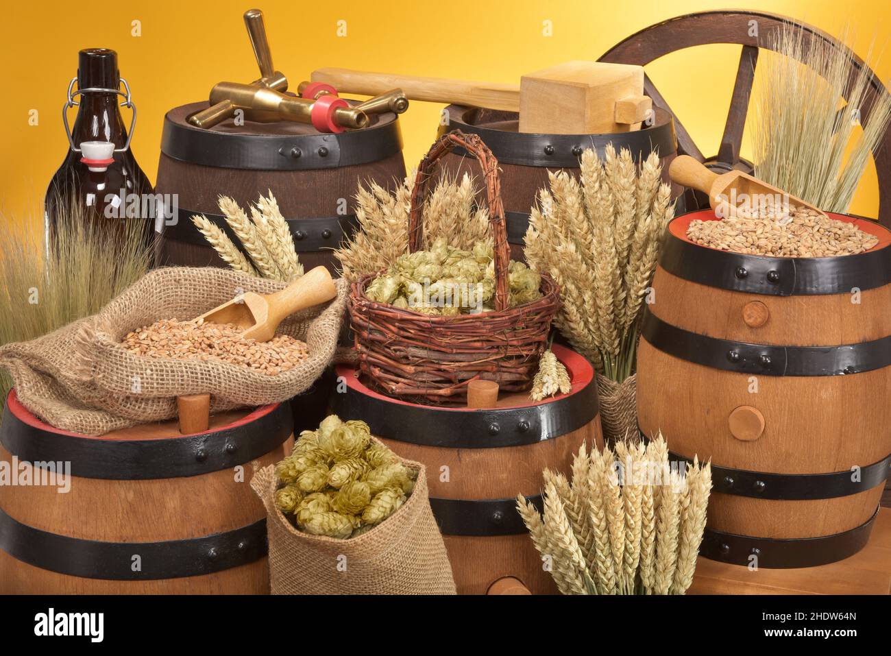 spices & ingredients, brewery, beer keg, oak barrel, spices and ...