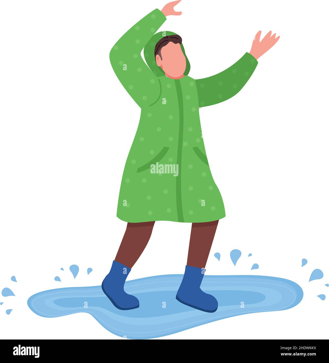 Happy teen jump in puddle semi flat color vector character Stock Vector ...