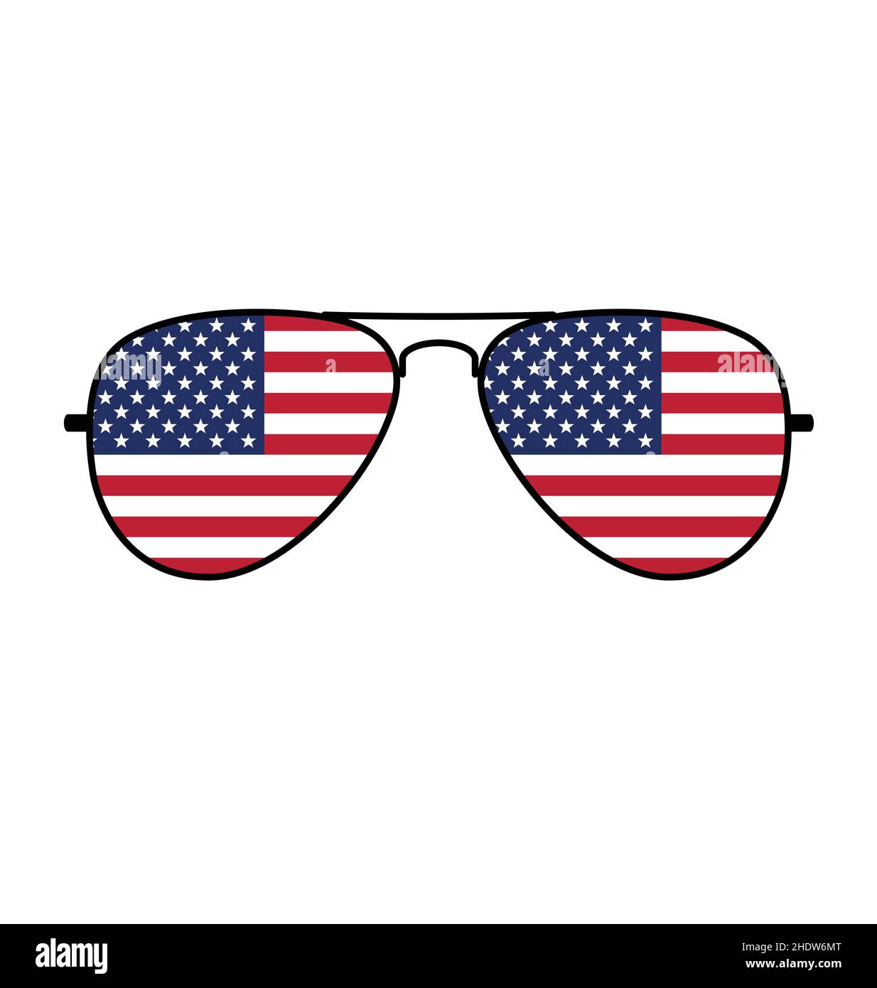 Cool simple Aviator Sunglasses with USA flag in lenses vector isolated ...