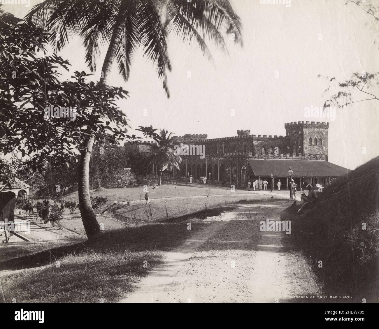 Vintage 19th century photograph: British army barracks, Port Blair ...
