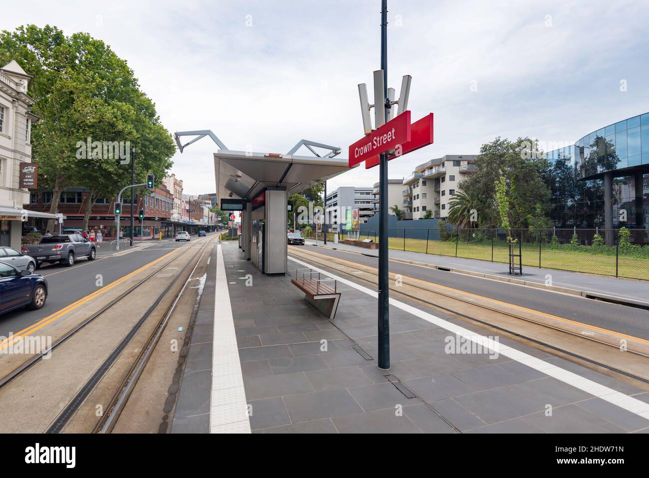 The Crown Street Light Rail station platform in Newcastle, New South ...