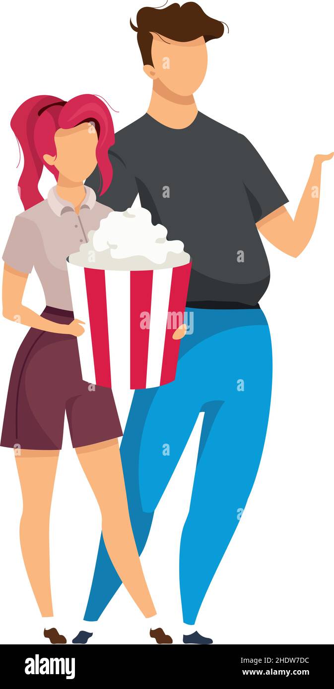 Couple at movie date semi flat color vector characters Stock Vector ...