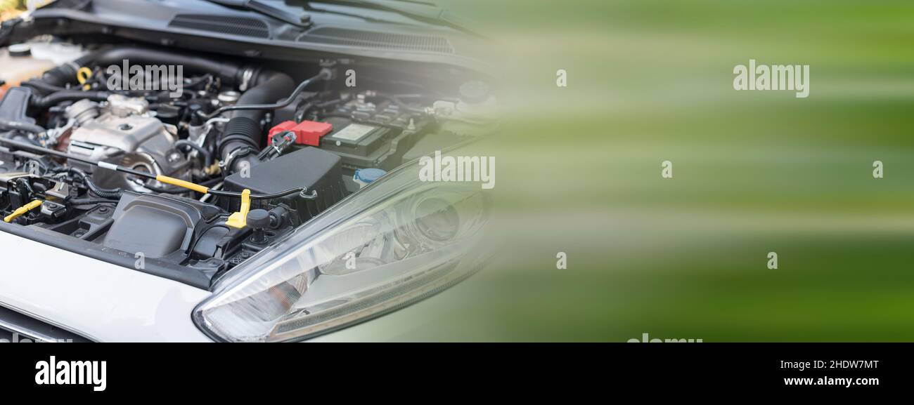 View of clean engine compartment Stock Photo - Alamy