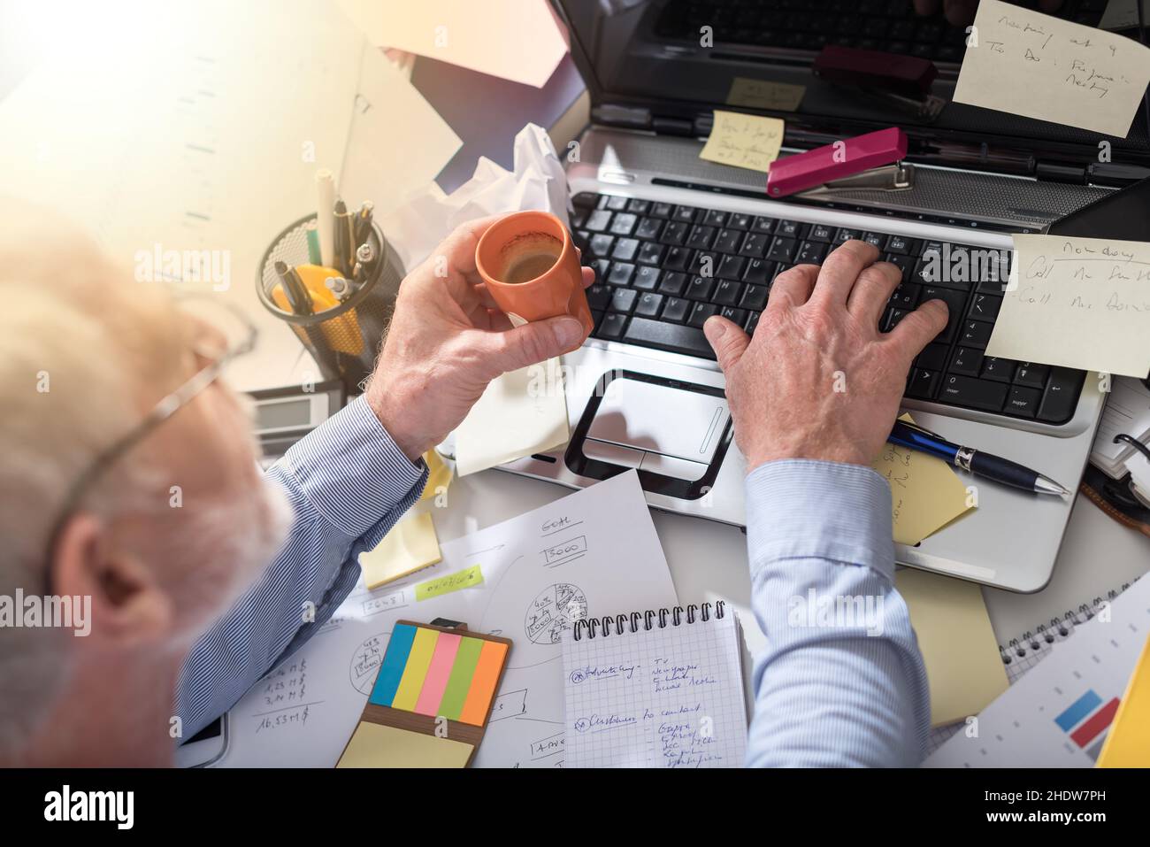 Messy desk top view hi-res stock photography and images - Alamy