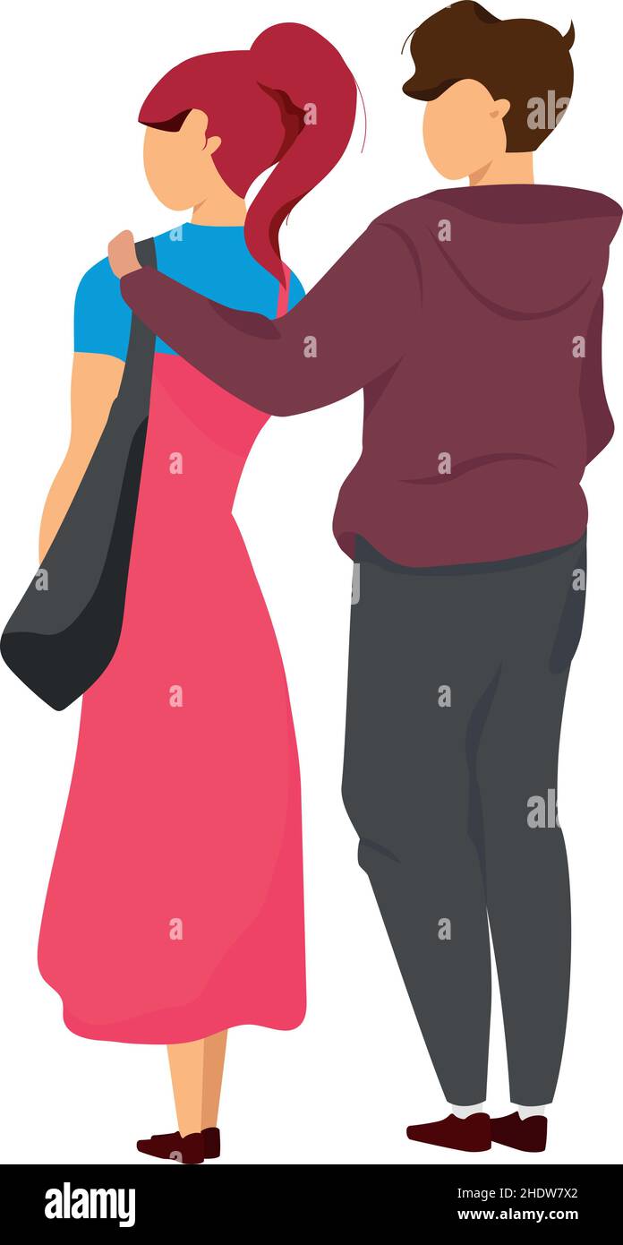 Couple from back view semi flat color vector characters Stock Vector ...